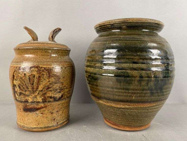 Group of 2 Signed Pekoc Art Pottery Jars - Matthew Bullock Auctioneers