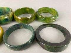 Group of Bakelite / Plastic Green Bangle Bracelets - Matthew Bullock ...