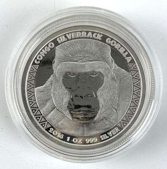 2016 Republique Du Congo Congo Silverback Gorilla 5000 Francs 1 oz .999 ...