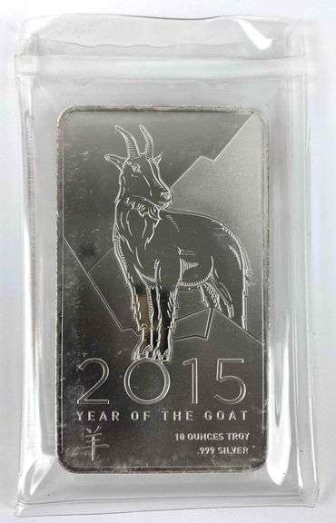 2015 NTR Year of the Goat 10 oz .999 Fine Silver Ingot/ Bar - Matthew ...