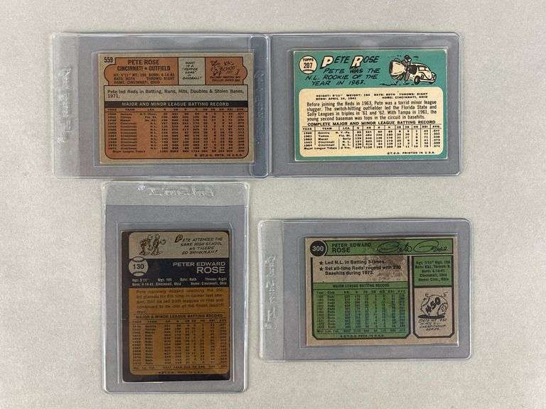 4 - 1965 - 74 Topps Pete Rose Cards - Matthew Bullock Auctioneers