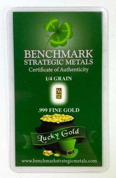 Benchmark Strategic Metals Lucky Gold 1/4 Grain .999 Fine Gold Ingot ...