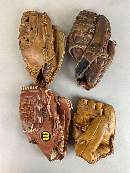 Group of Vintage Leather Baseball Mitts - Matthew Bullock Auctioneers