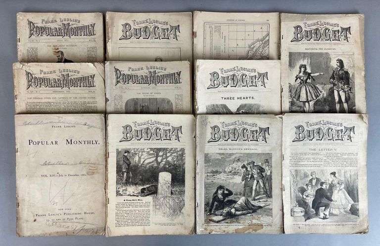 Group of 1880s Frank Leslie's Budget and Popular Monthly Magazines ...
