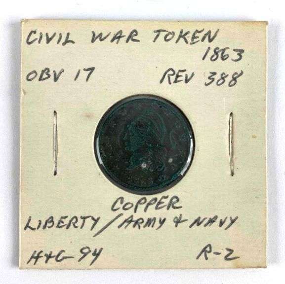 1863 Liberty Army & Navy Civil War Token - Matthew Bullock Auctioneers