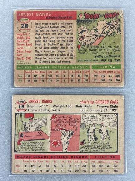 1955 and 56 Topps Ernie Banks Cards - Matthew Bullock Auctioneers
