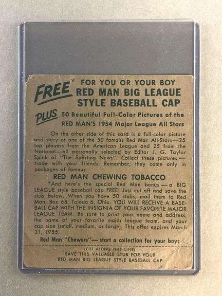 4 - 1940s - 50s Graded Baseball Cards + 1954 Red Man Warren Spahn and 2 ...