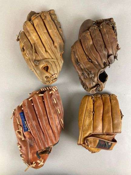 Group of Vintage Leather Baseball Mitts - Matthew Bullock Auctioneers