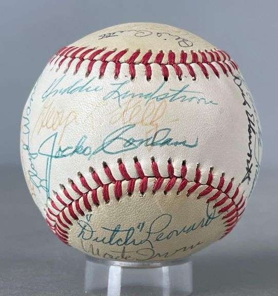 1977 Old timers Multi Signed Baseball with 23 Signatures From the Lee ...