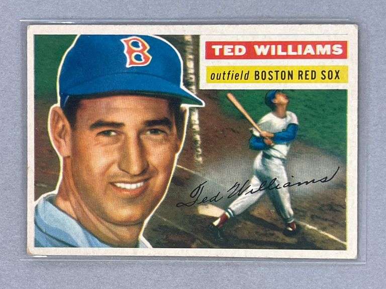 1956 Topps Ted Williams #5, Grey Back - Matthew Bullock Auctioneers