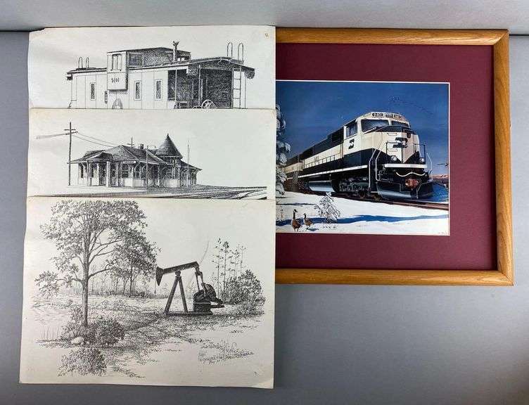 Group of 4 Train Prints - Matthew Bullock Auctioneers