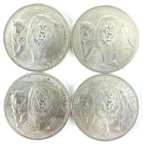 Group of 4 2016 Republique Du Congo 500 Francs African Lion 1 oz .999 ...