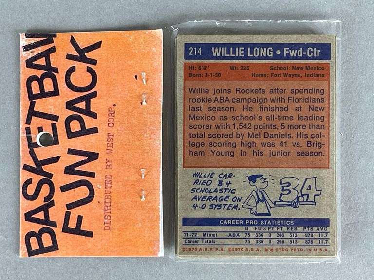 1972 - 72 Topps Basketball West Corps Cello Fun Pack - Matthew Bullock ...