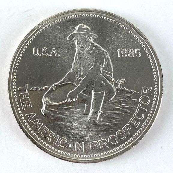 1985 Engelhard The American Prospector 1 oz .999 Fine Silver Round ...