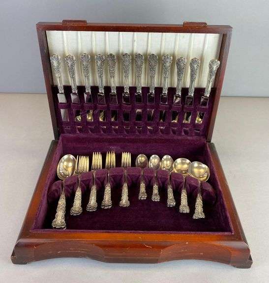 CD Peacock Sterling Silver Flatware Set with Case - Matthew Bullock ...