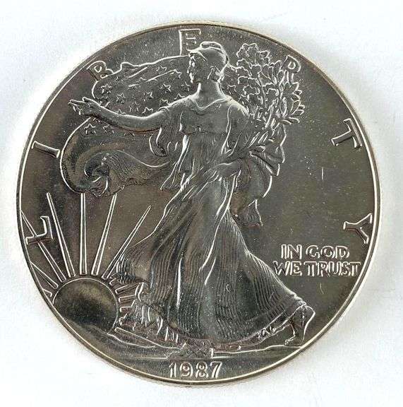 1987 US Mint American Silver Eagle 1 oz .999 Fine Silver Coin - Matthew Bullock Auctioneers