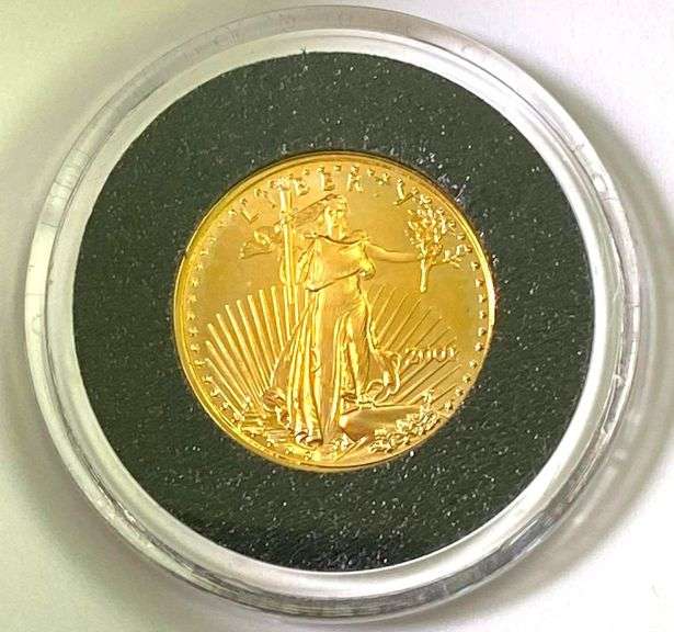 2001 US $5 Gold Eagle 1/10oz .999 Fine Gold Coin - Matthew Bullock ...