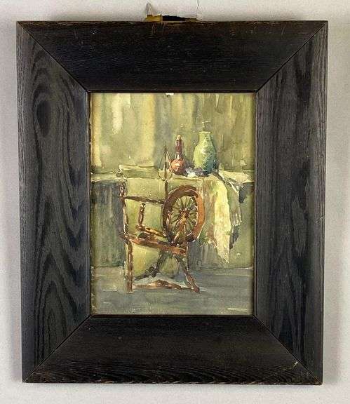 L. Van Patton The Spinning Wheel Watercolor Painting on Paper - Matthew ...
