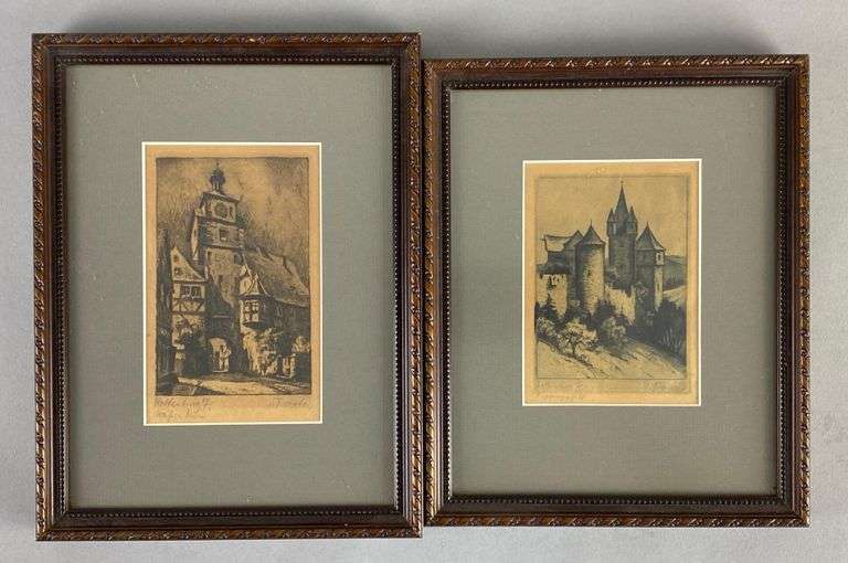 Group of 2 Artist Signed Etchings of Rothenburg ob der Tauber - Matthew Bullock Auctioneers