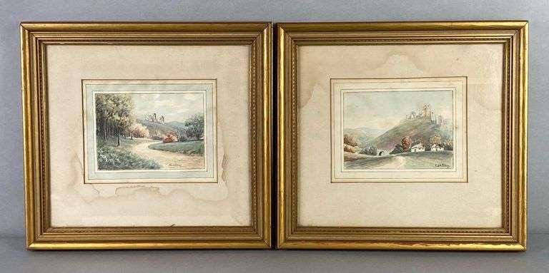 Group of 2 Charles Whitney Landscape Watercolor Paintings on Paper ...