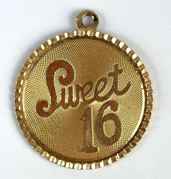 14K Gold Sweet 16 Necklace Pendant - Matthew Bullock Auctioneers