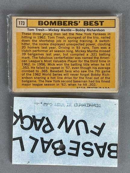 1963 Topps Baseball West Corps Cello Fun Packs with Mantle Bombers Best ...