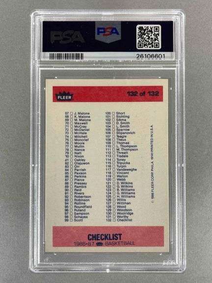 1986 Fleer Checklist 1 - 132 #132 PSA 9 Set Break - Matthew Bullock ...