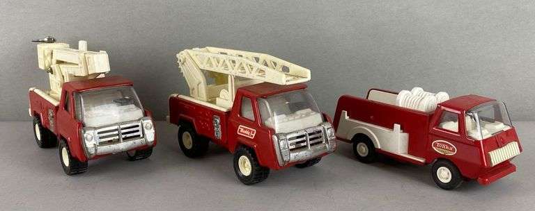 Group of 3 Pressed Steel Fire Engines - Matthew Bullock Auctioneers