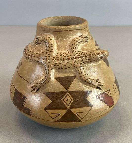 Vintage Mata Ortiz Pot Lizard Pottery Jar - Matthew Bullock Auctioneers
