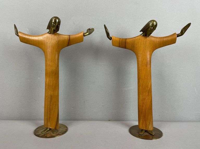 Group of 2 Hagenauer Handmade Bronze and Wood Christ the Redeemer ...
