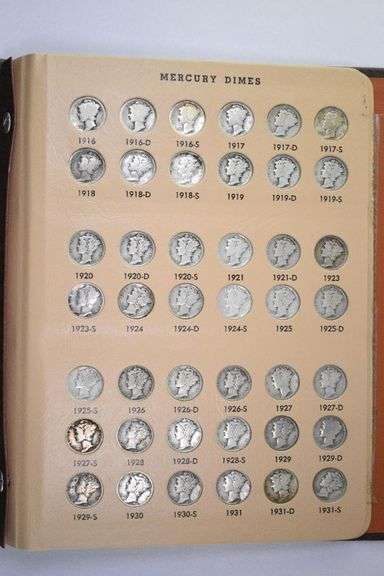 Complete (78) Coin Mercury Silver Dime Set in Dansco Album 7123 ...