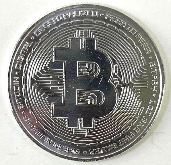 HTF Bitcoin 1 oz .999 Fine Silver Round - Matthew Bullock Auctioneers