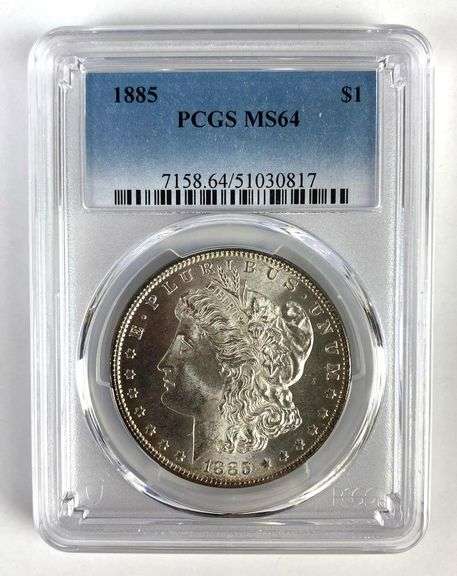 PCGS Graded 1885 US $1 Morgan Silver Dollar MS64 - Matthew Bullock Auctioneers