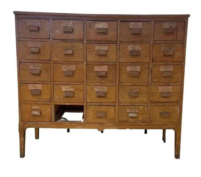 Antique Oak Industrial File Cabinet - Matthew Bullock Auctioneers