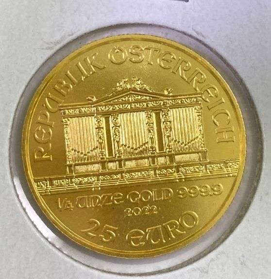 2022 Austrian 500 Schilling Philharmonic 1/4oz .999 Fine Gold Coin - Matthew Bullock Auctioneers