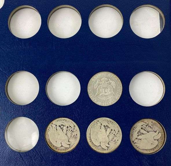 Group of (12) Kennedy and Walking Liberty Half Dollars in Whitman Album ...