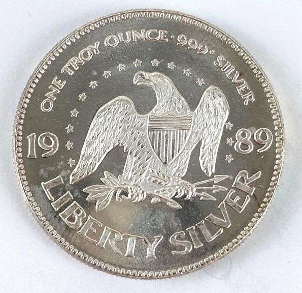 1989 A-Mark Liberty Silver 1 oz .999 Fine Silver Round - Matthew ...