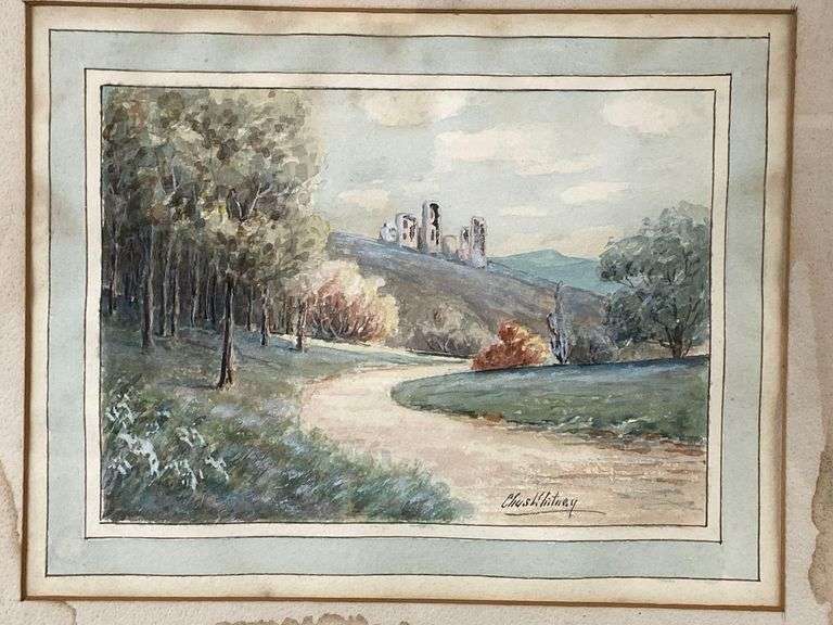 Group of 2 Charles Whitney Landscape Watercolor Paintings on Paper ...
