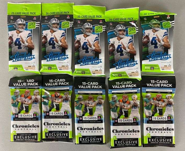 5 - 2020 Absolute Football Value Packs + 5 - 2020 Chronicles Football ...