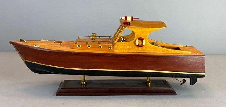 Chris-Craft Runabout Speedboat with Unique Cabin Roof Wood Model ...