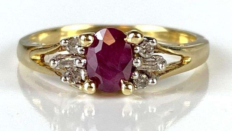 10K Gold Ruby and Diamond Ring - Matthew Bullock Auctioneers