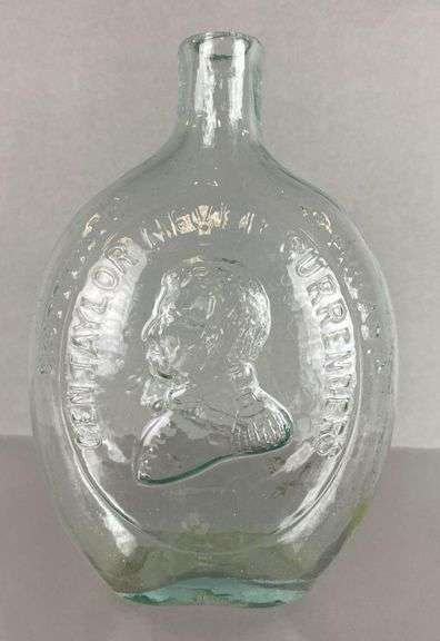 Antique General Taylor and George Washington Glass Flask - Matthew ...