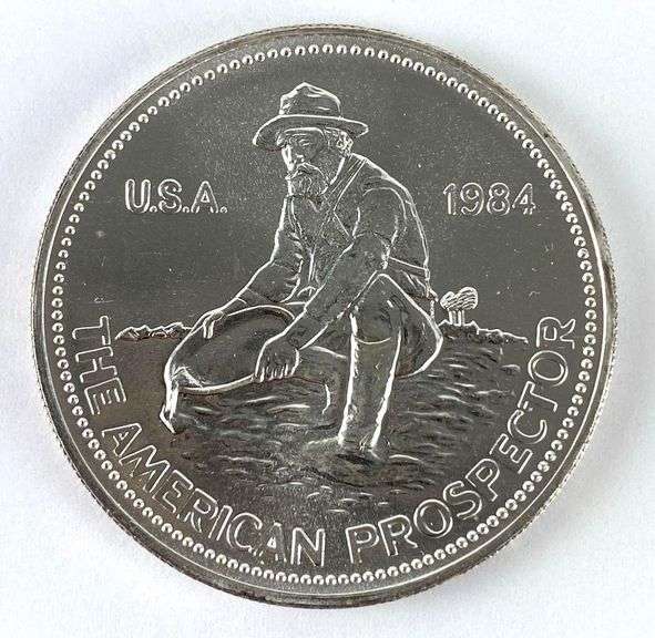 1984 Engelhard The American Prospector 1 oz .999 Fine Silver Round ...