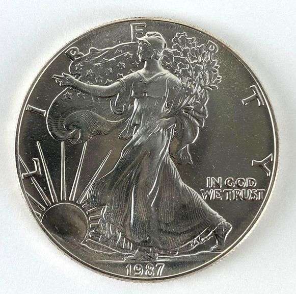 1987 US Mint American Silver Eagle 1 oz .999 Fine Silver Coin - Matthew Bullock Auctioneers