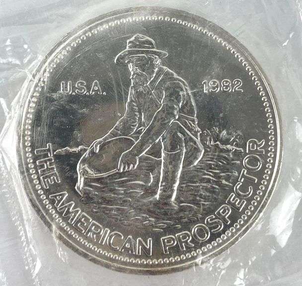1982 Engelhard The American Prospector 1 oz .999 Fine Silver Round ...