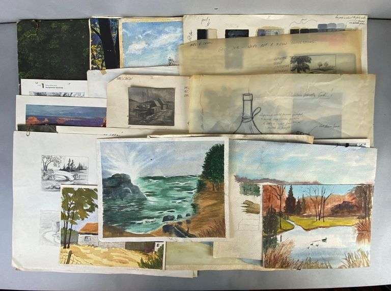 Group of Loose Art Portfolio Pages and More - Matthew Bullock Auctioneers