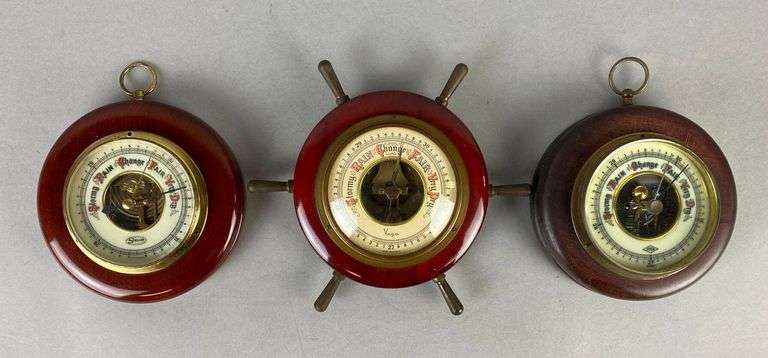 Group of 3 Wood Barometers - Matthew Bullock Auctioneers