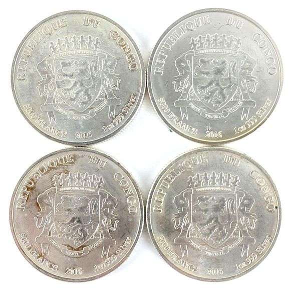 Group of 4 2016 Republique Du Congo 500 Francs African Lion 1 oz .999 ...