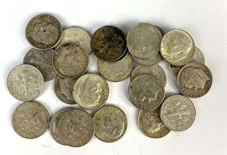 Group of 24 US Roosevelt Silver Dimes - Matthew Bullock Auctioneers