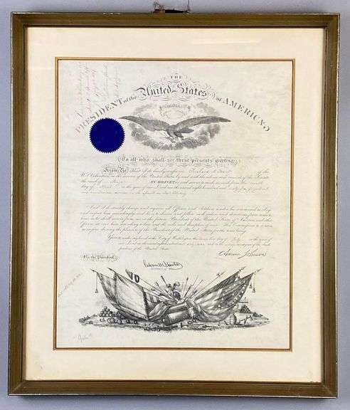 President Andrew Johnson Signed Richard A. Kent Presidential ...